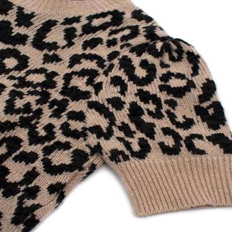 Leopard Print Beige Cashmere Knit Top For Sale at 1stDibs