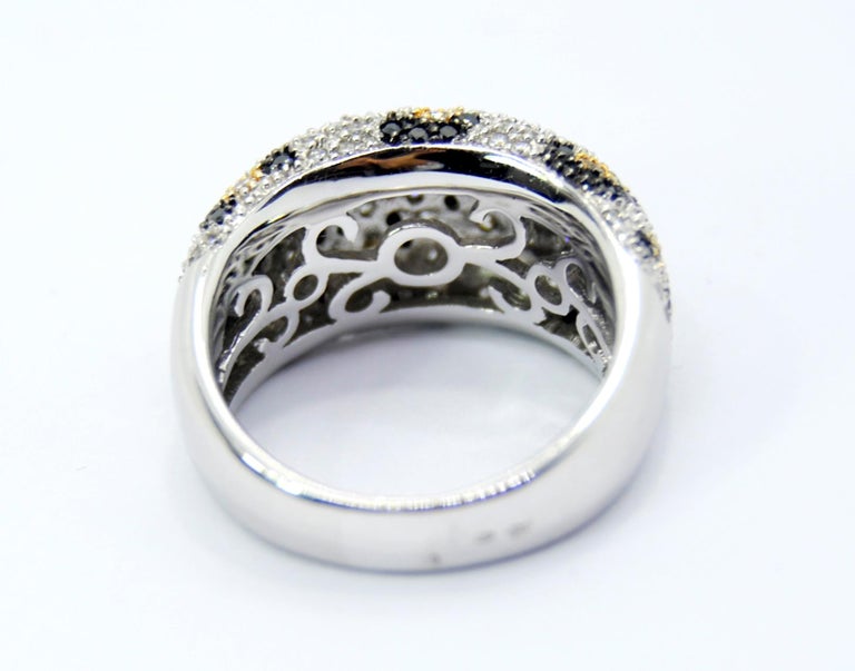 Leopard Print Diamond and Colored Diamond in 18 Karat White Gold Ring ...