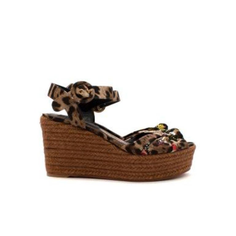 Leopard Print Jute Wedges For Sale at 1stDibs