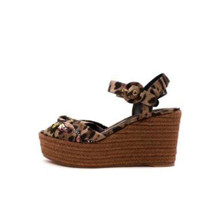 Leopard Print Jute Wedges For Sale at 1stDibs