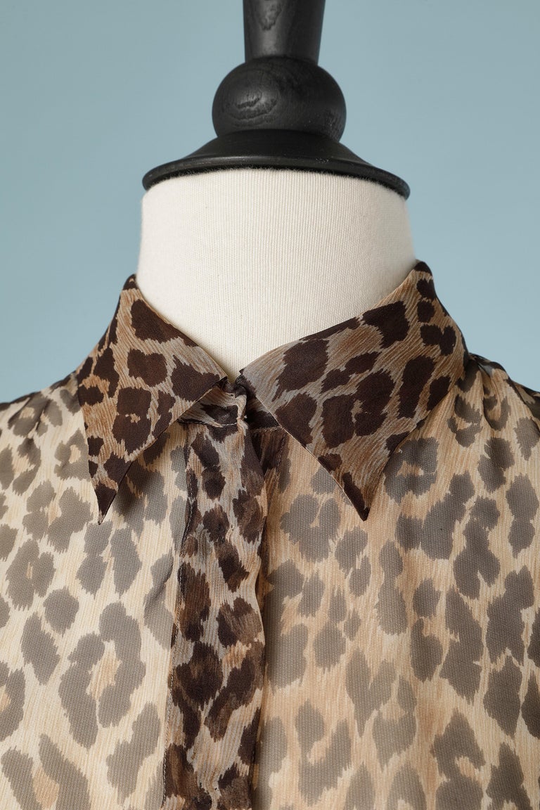 Leopard print see-through silk chiffon shirt Dolce and Gabbana For Sale ...