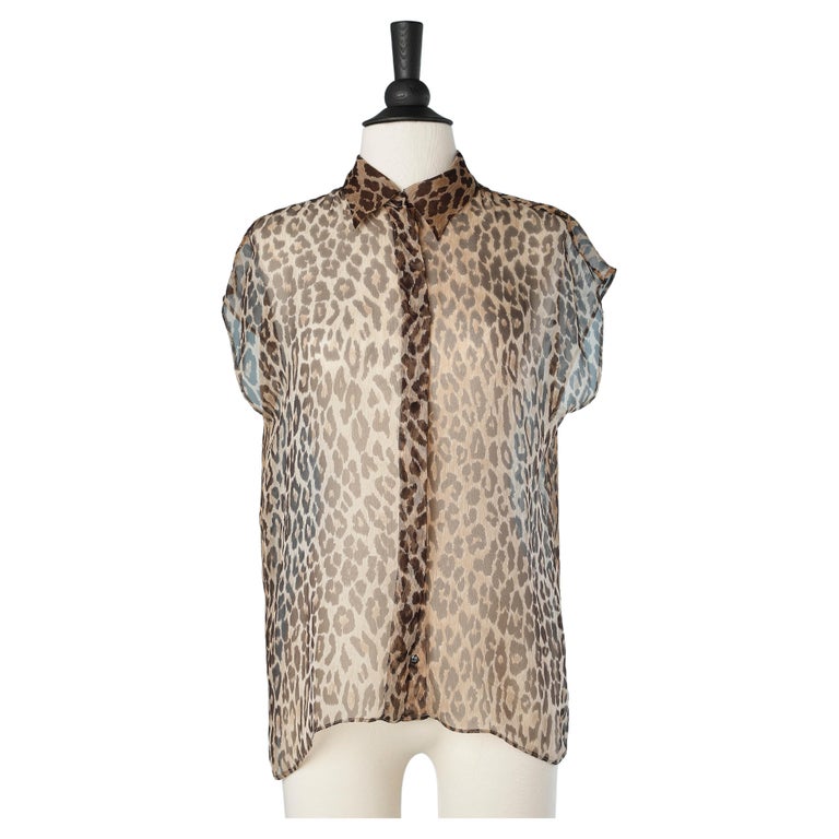 Leopard print see-through silk chiffon shirt Dolce and Gabbana For Sale ...