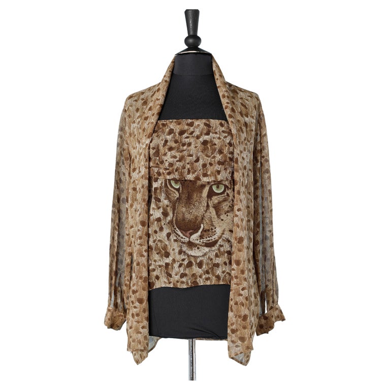Leopard print shirt and bustier in silk chiffon Complice by Gianni ...