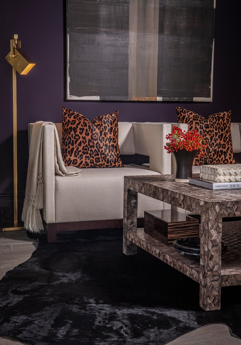 Leopard Stencil Calf Hair Pillow For Sale at 1stDibs | calf hair pillows