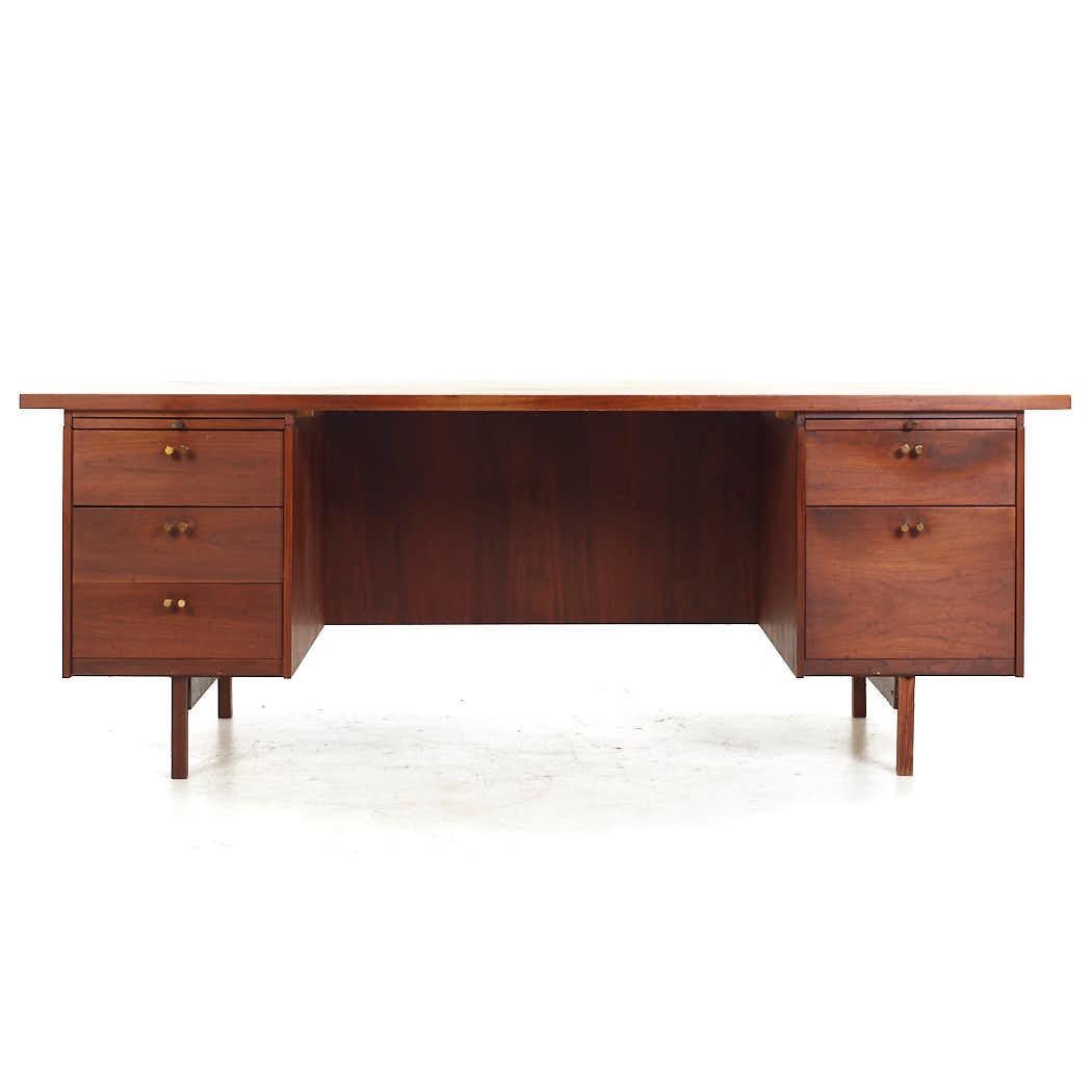 Leopold Mid Century Walnut Executive Desk For Sale at 1stDibs