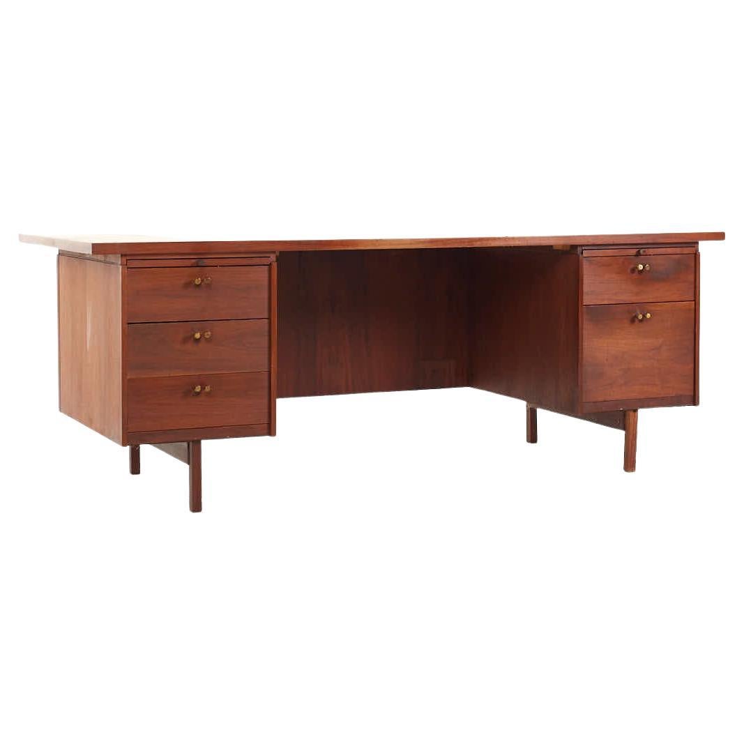 Leopold Mid Century Walnut Executive Desk For Sale at 1stDibs