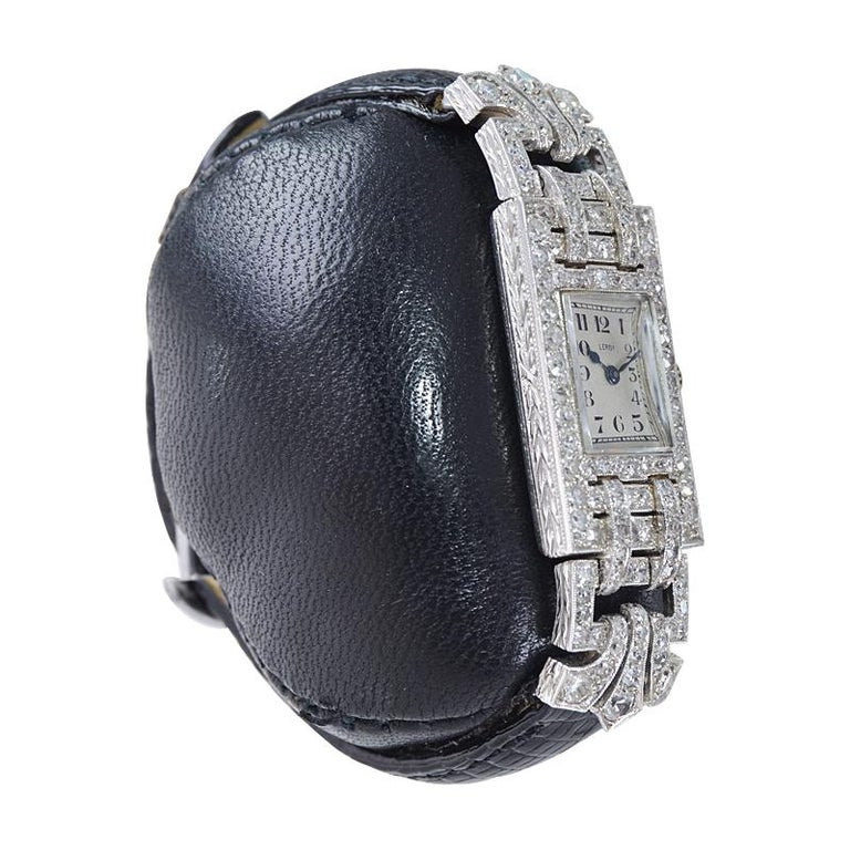 Leroy Ladies Platinum Art Deco Articulated Diamond Dress Watch For Sale ...