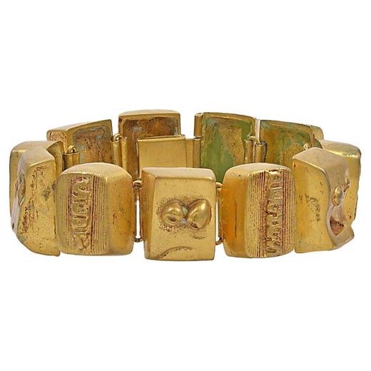 French Bronze Art Buckle Line Vautrin For Sale at 1stDibs
