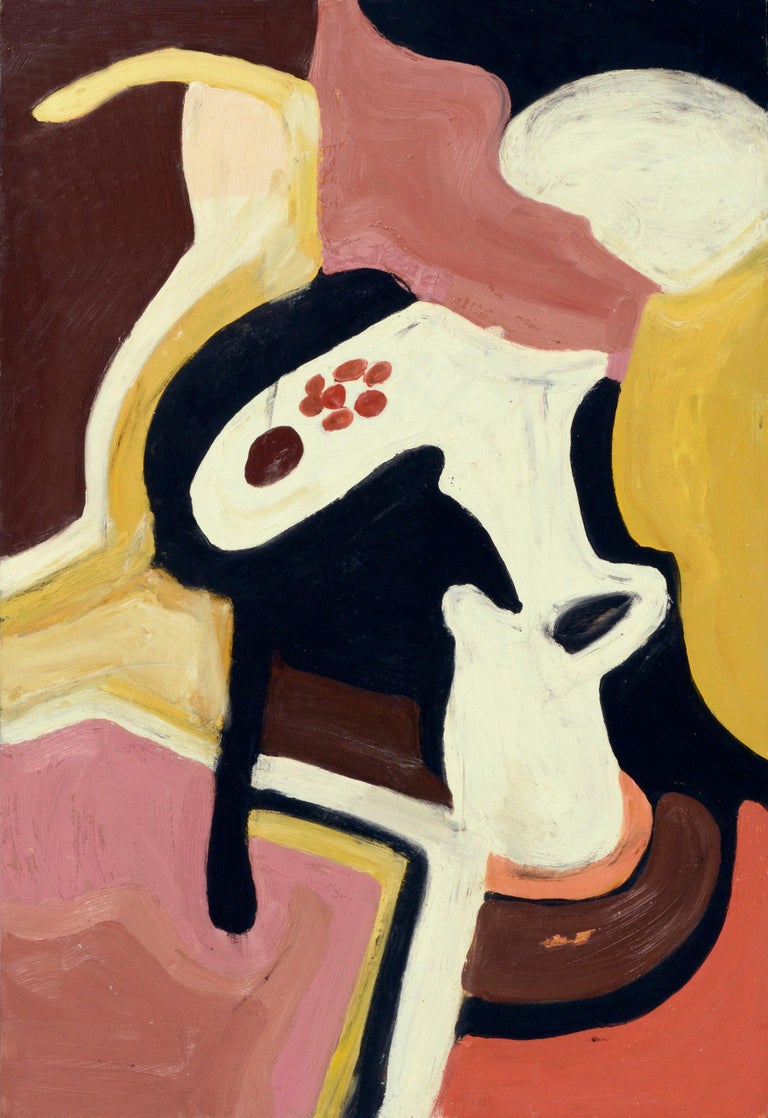 Les Anderson - Pink and Yellow Figurative Abstract For Sale at 1stDibs