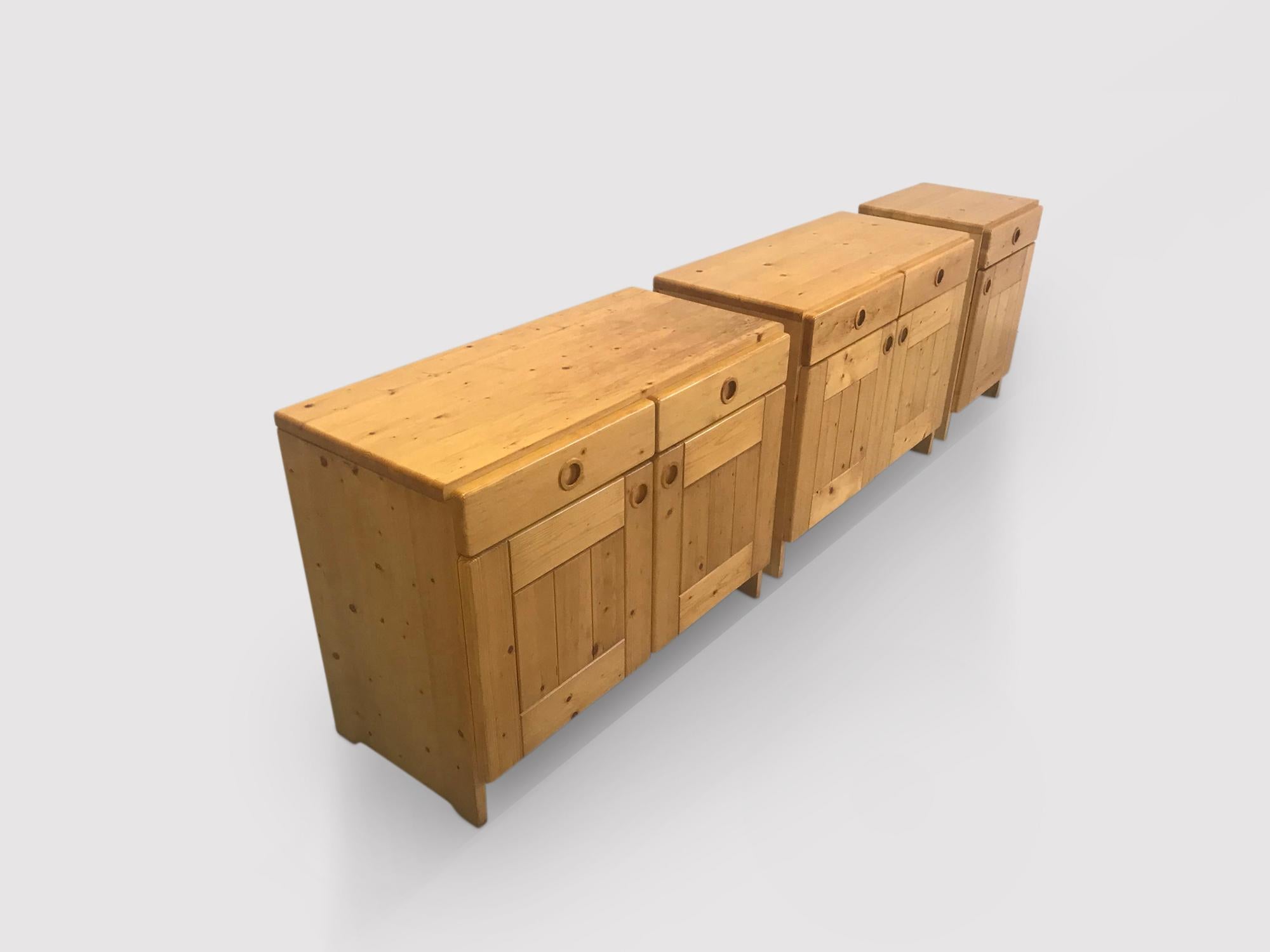 Les Arcs Pine Cabinets by Charlotte Perriand for Les Arcs 1970s, Set of ...