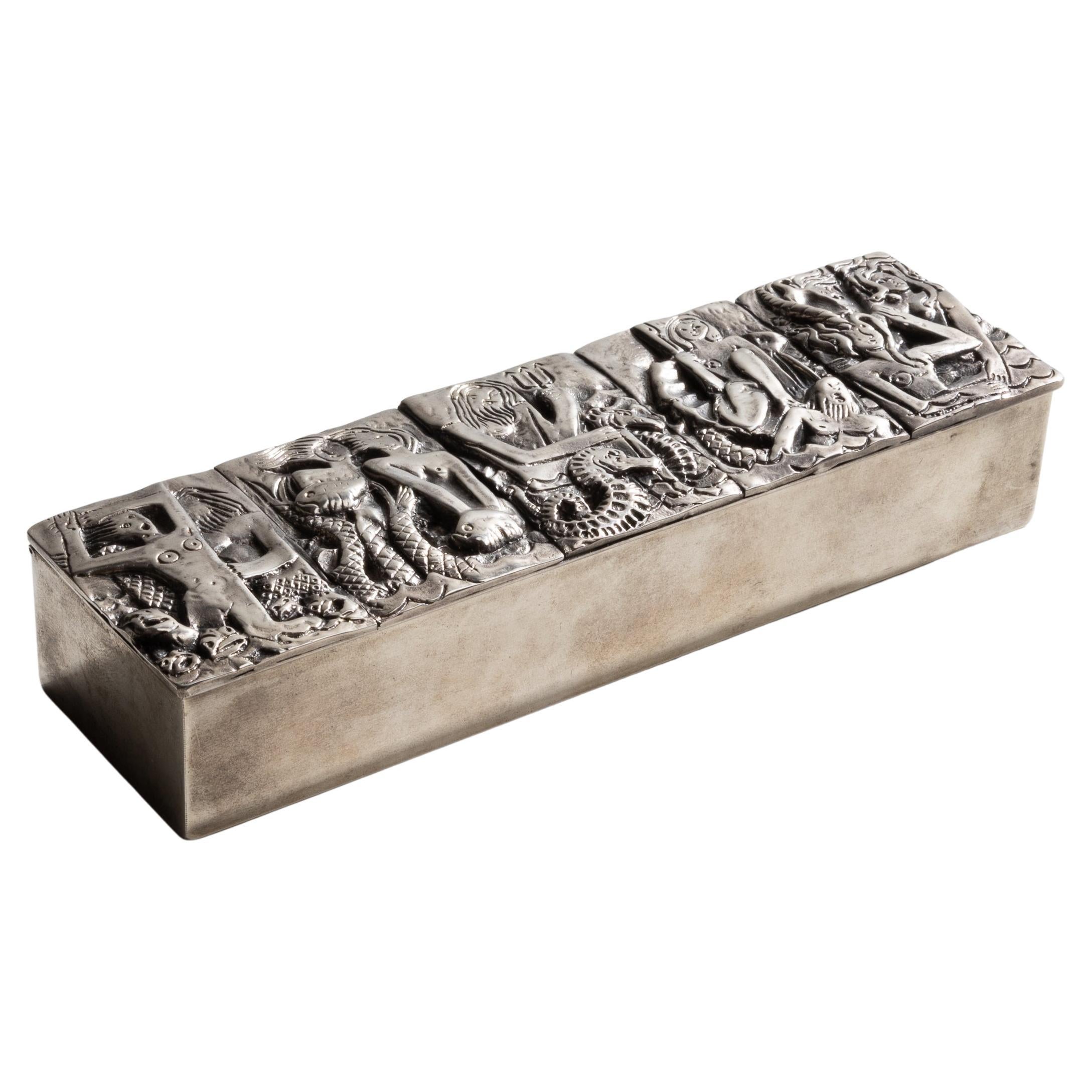 Les Filles de Neptune by Line Vautrin, Silvered Bronze Box, France at ...