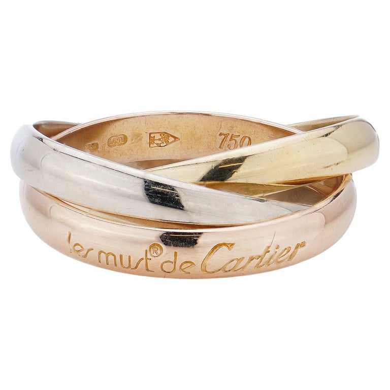 Les Must de Cartier 18kt Yellow, Rose and White Gold Trinity Ring For ...