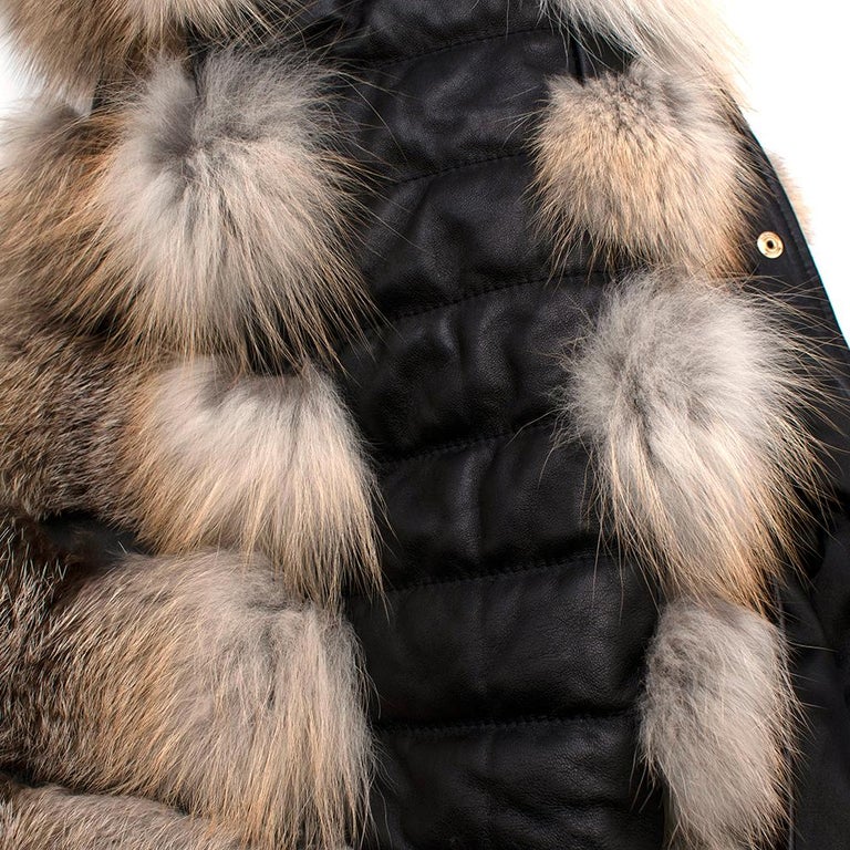 Les Noir Hooded Fox Fur and Leather Gilet - Size Estimated M at 1stDibs ...