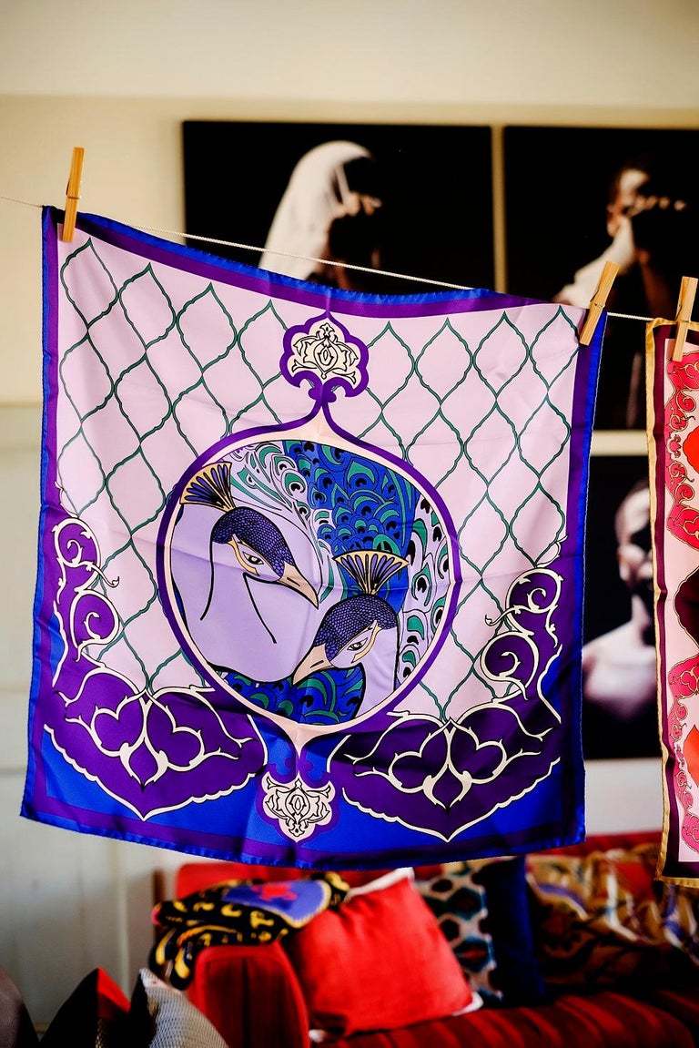Les Ottomans Purple Peacock Patterned Silk Turkish Scarves by Alessio ...
