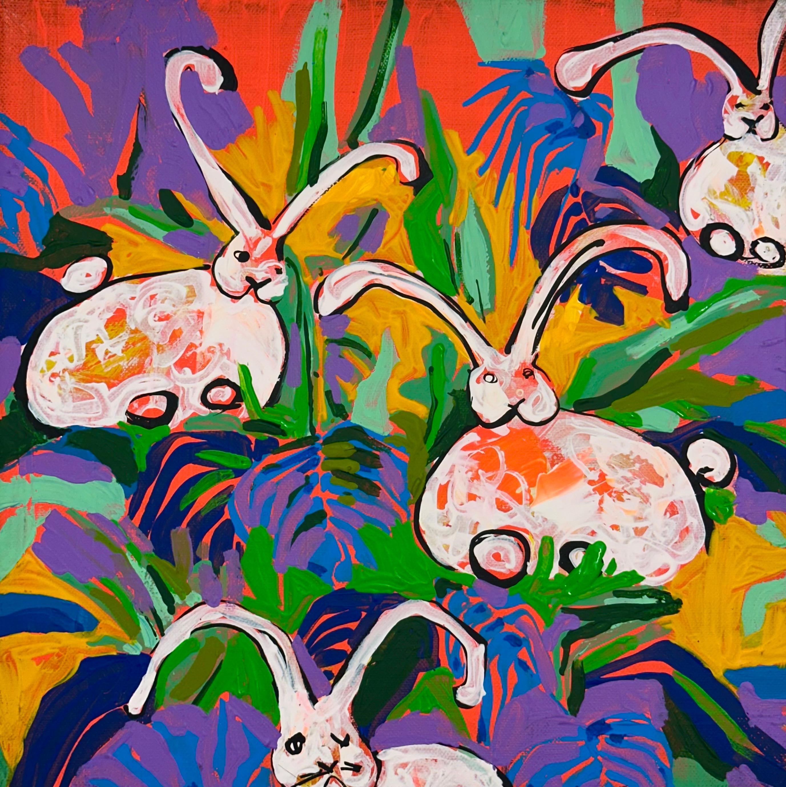 Bobbi Merill - Mid Century Abstracted Watercolor "Jelly Fish in the Red ...