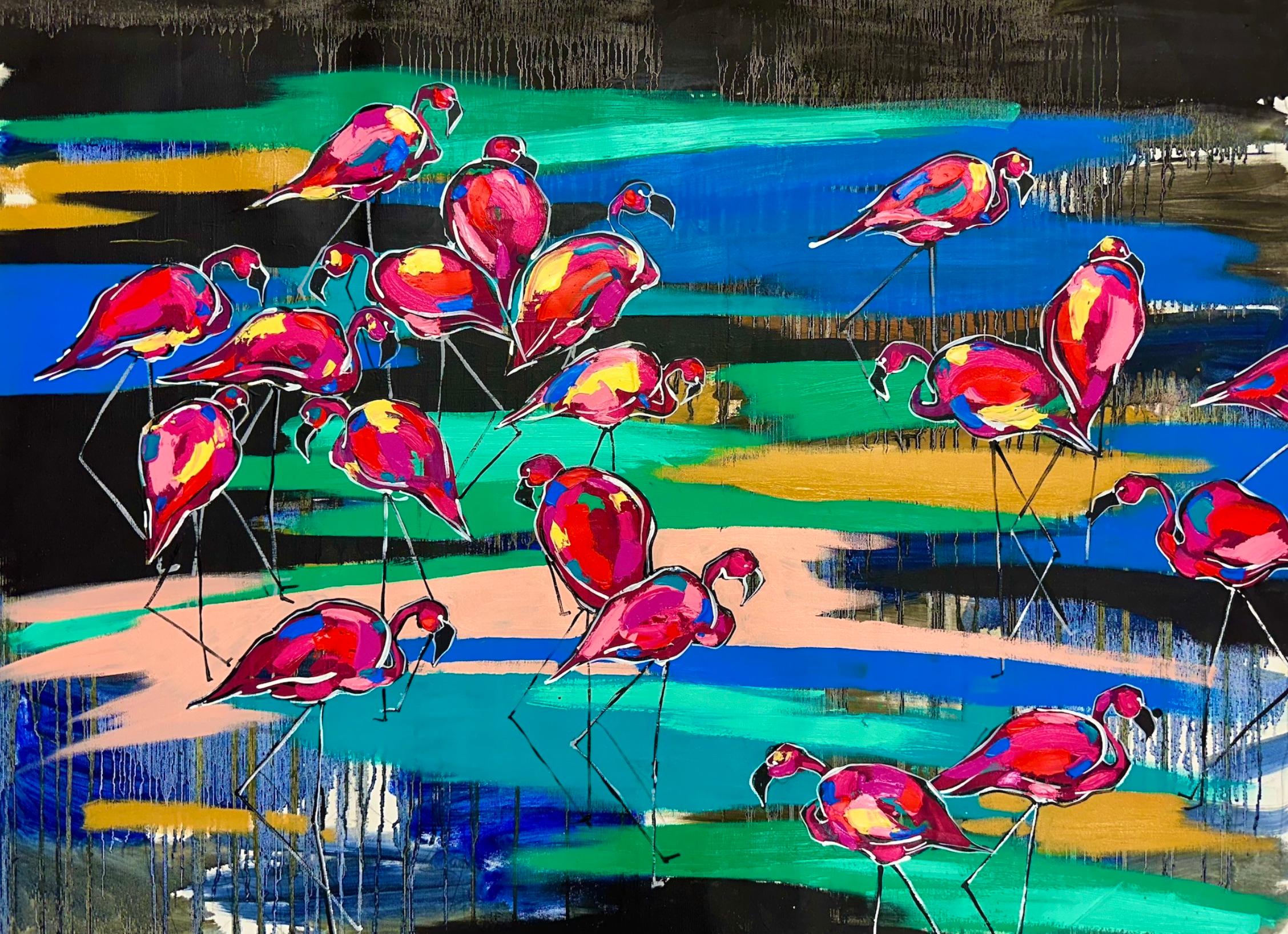 Bobbi Merill - Mid Century Abstracted Watercolor "Jelly Fish in the Red ...