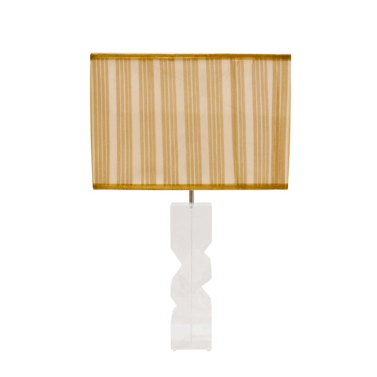 Les Prismatiques Zig Zag Table Lamp in Solid Lucite 1970s 'Signed' For ...