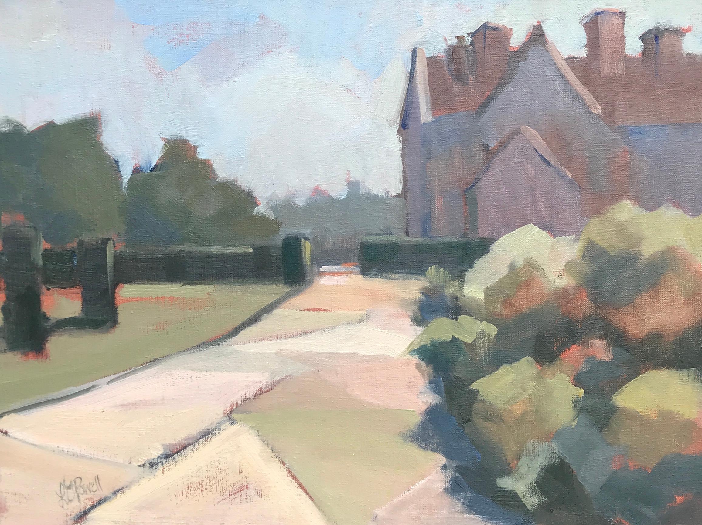 Lesley Powell - Manor House and Garden, Lesley Powell Framed Oil on ...