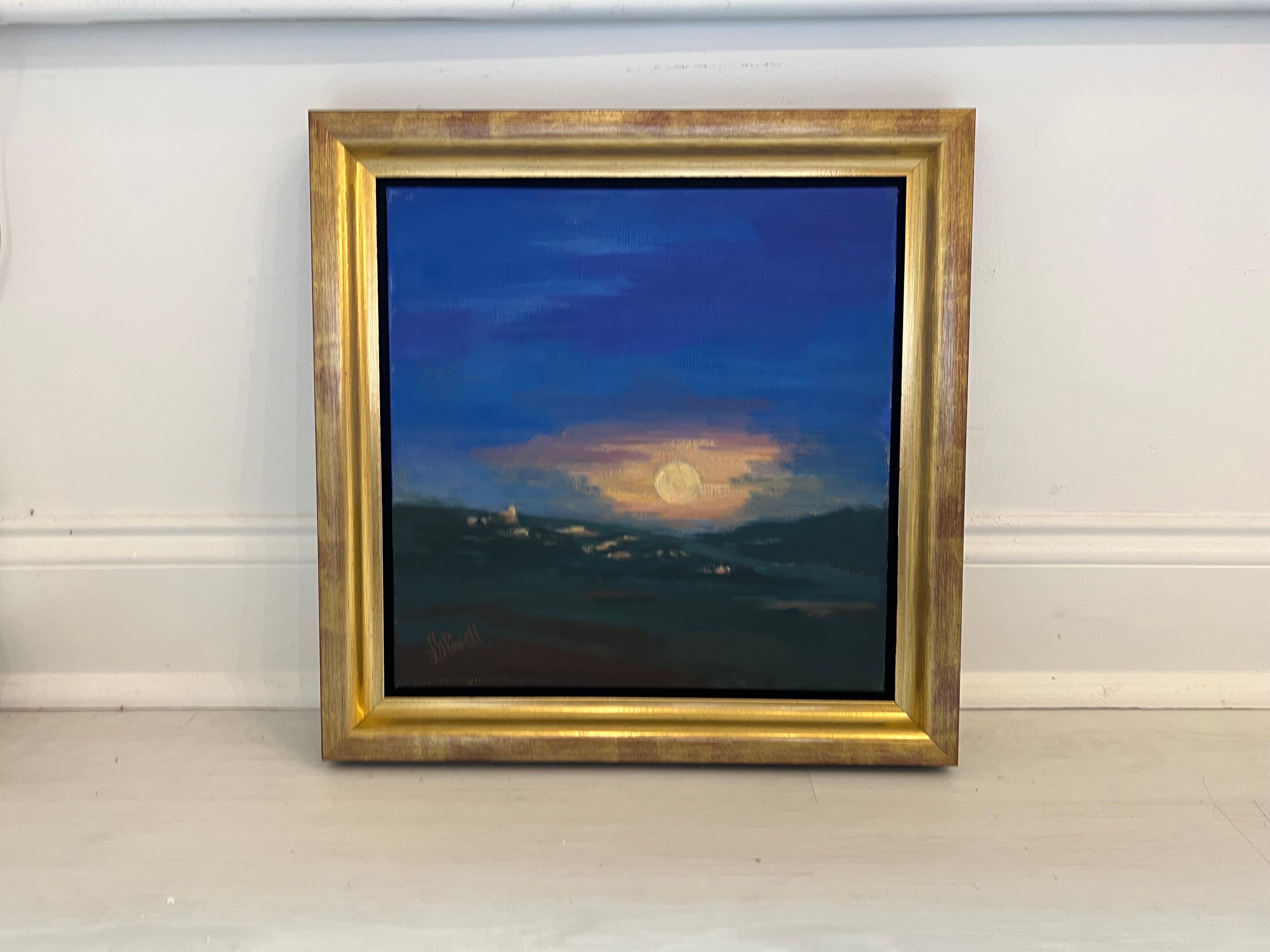 Lesley Powell - Stawberry Super Moon by Lesley Powell, Square Oil on ...