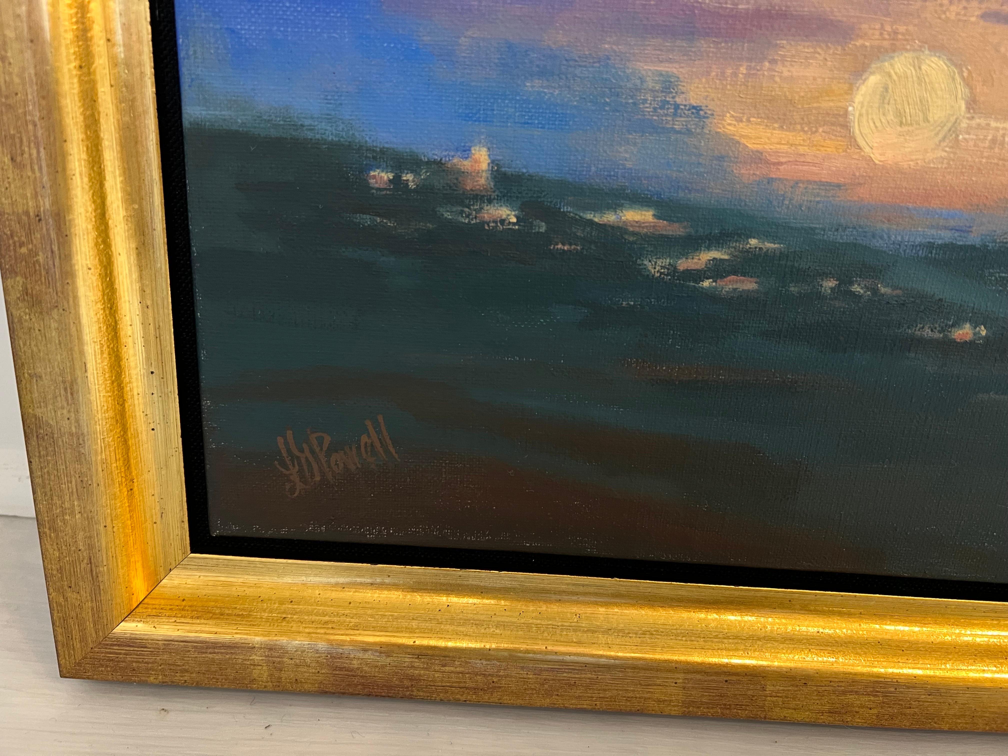 Lesley Powell - Stawberry Super Moon by Lesley Powell, Square Oil on ...