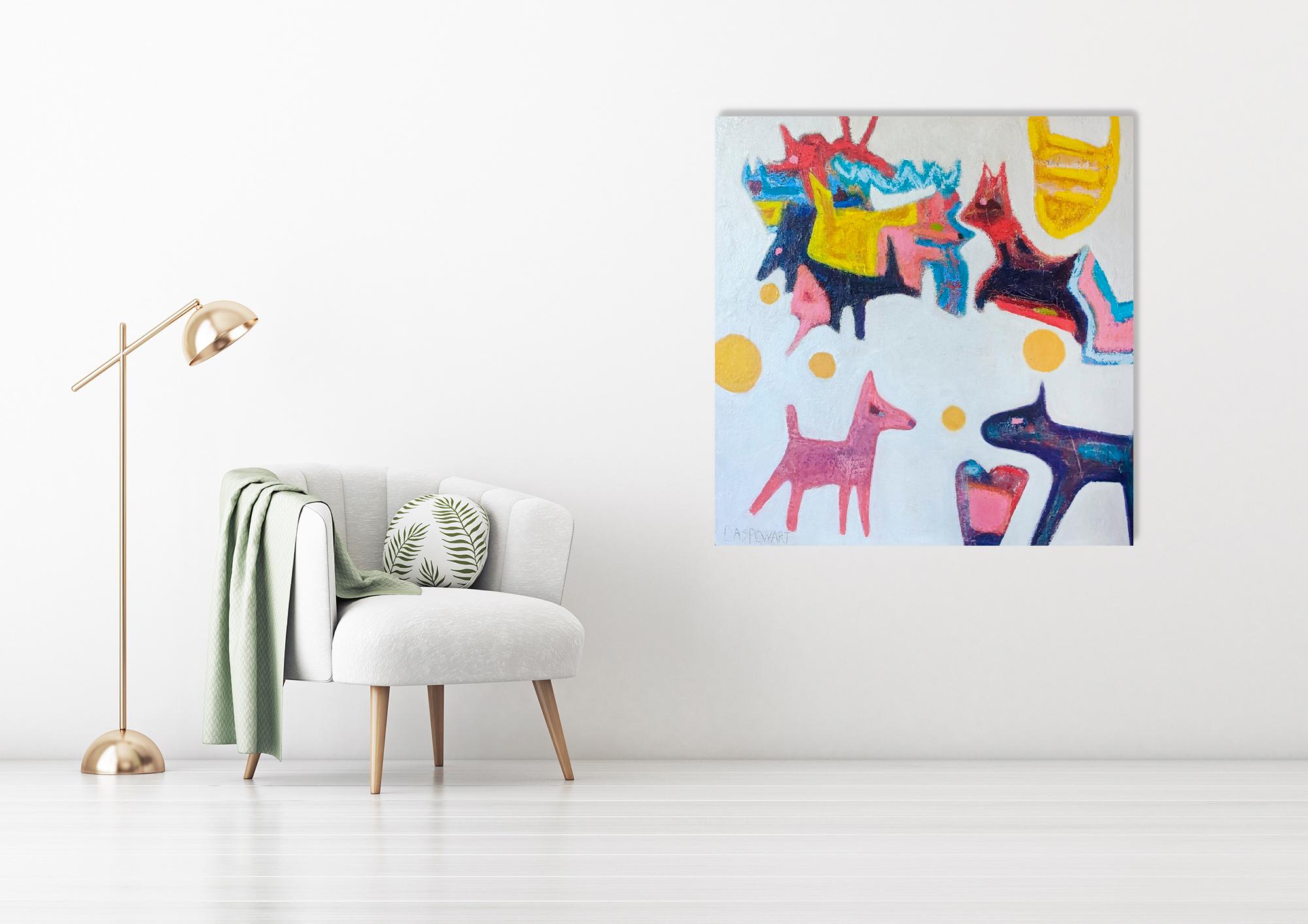 Lesley Spowart - Dogs Play Ball In Heaven By Lesley Spowart - Abstract ...