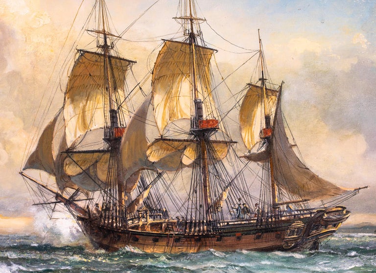 Leslie Arthur Wilcox - The Maryland Ship DEFENCE Chases the British ...