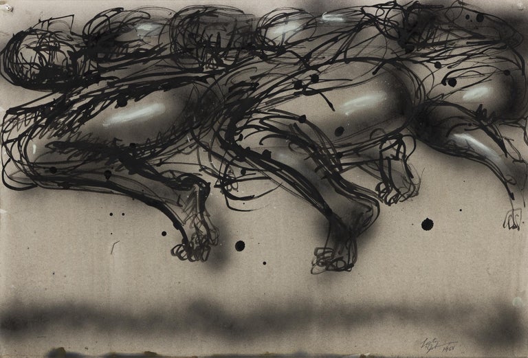 Lester Johnson - 3 Crouching Figures #1 For Sale at 1stDibs