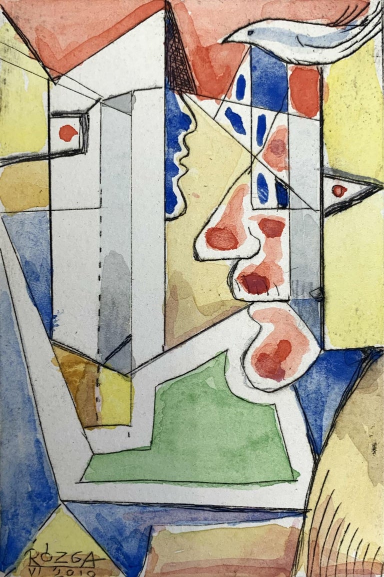 Leszek Rózga - Folkwang - Abstract drypoint and watercolor, Colorful ...