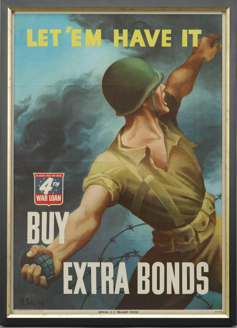 "Let 'Em Have It. Buy Extra Bonds" Vintage WWII 4th War Loan Poster ...