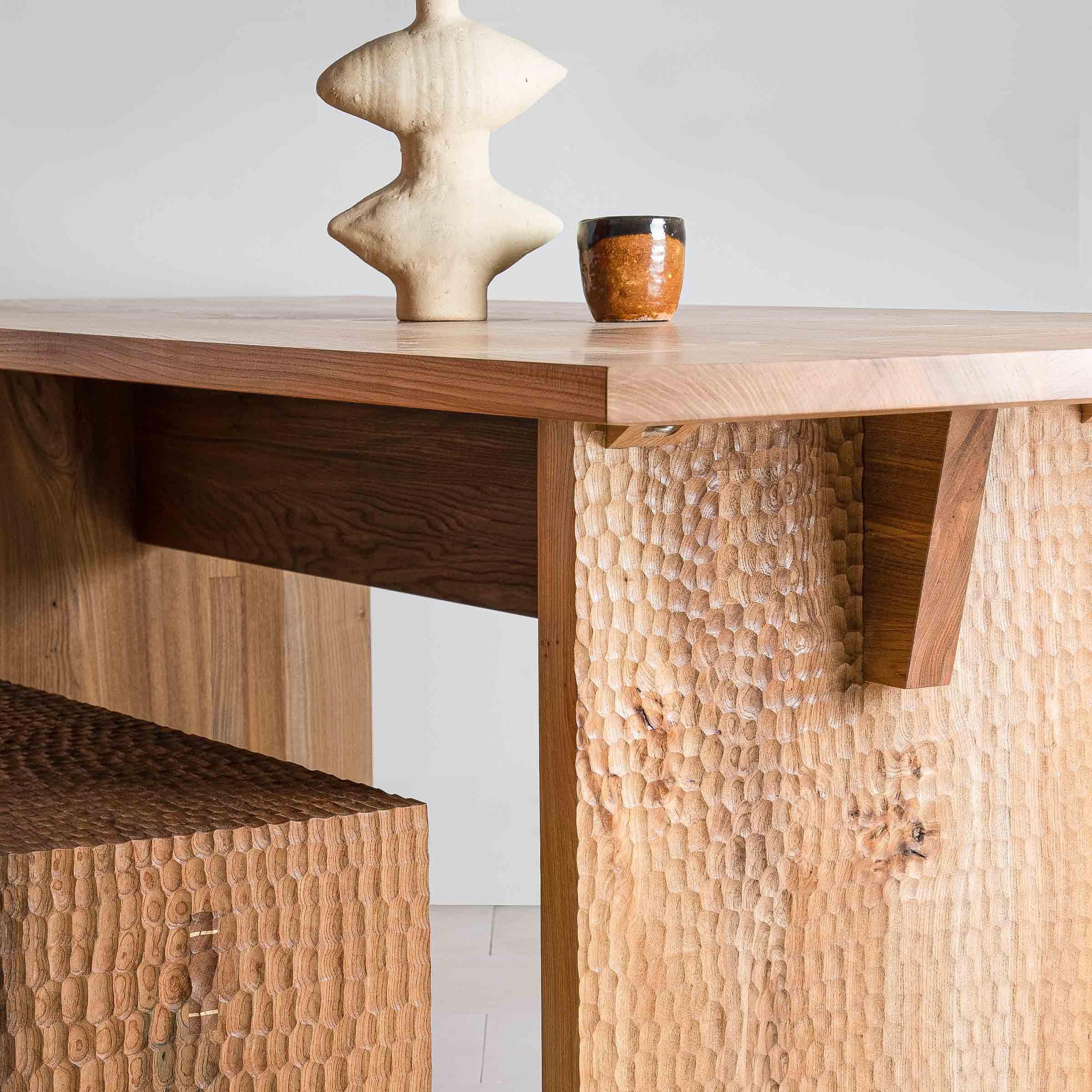 Leto Elm Dining Table, with Hand Carved Texturing, by Mythology For ...