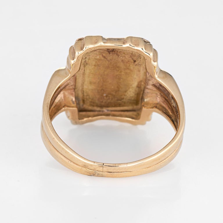 Letter Q Signet Ring Vintage 14 Karat Yellow Gold Square Men's Initial ...