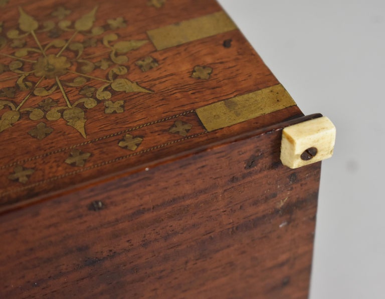 Letter Rack with Moorish Inlaid Brass Designs For Sale at 1stDibs