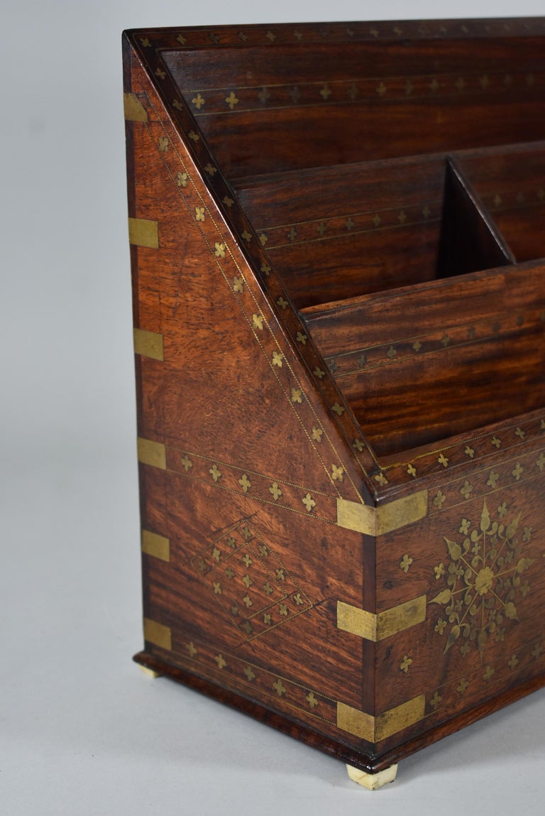 Letter Rack with Moorish Inlaid Brass Designs For Sale at 1stDibs