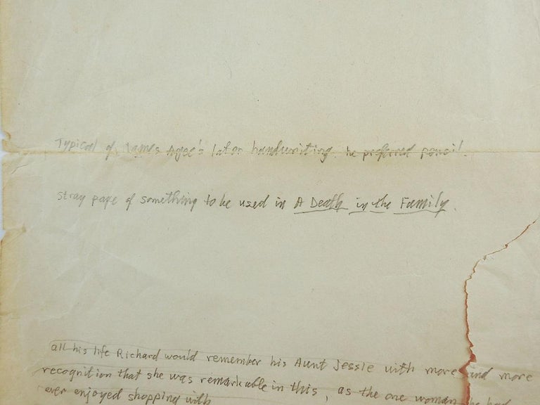 Letters of James Agee to Father Flye and Agee's Manuscript Notes For ...