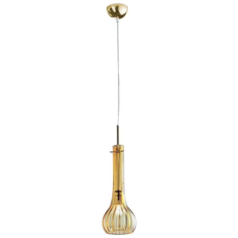 Leucos Athena Pendant Light in Amber and Gold by Crepax and Zanon For ...