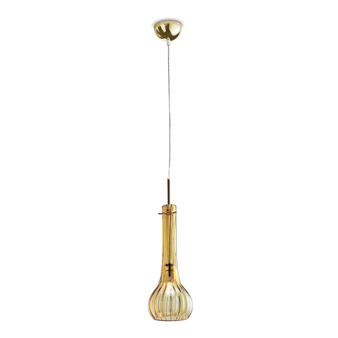 Leucos Athena Pendant Light in Amber and Gold by Crepax and Zanon For ...