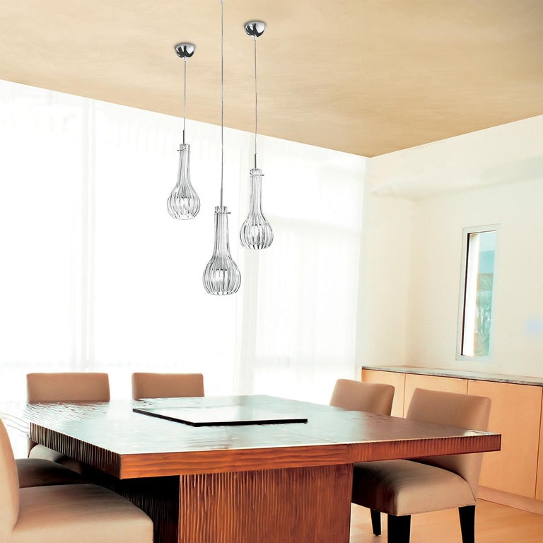 Leucos Athena Pendant Light in Crystal and Chrome by Crepax and Zanon ...