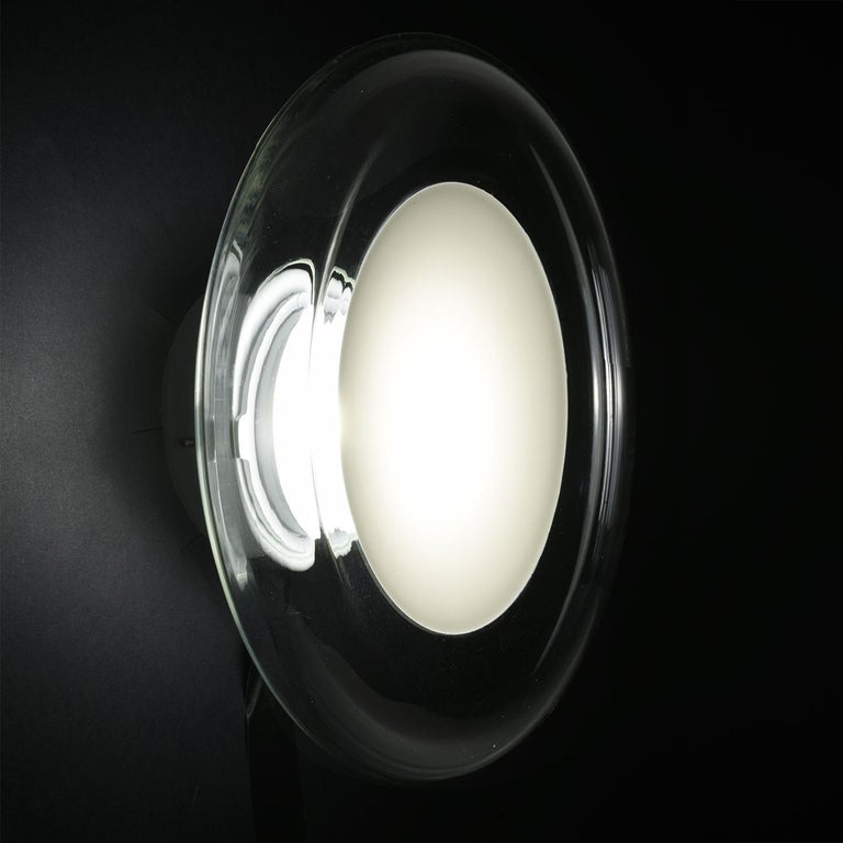 Leucos Keyra P-PL 30 LED Flush Mount in Transparent and White by Roberto Paoli For Sale at 1stDibs