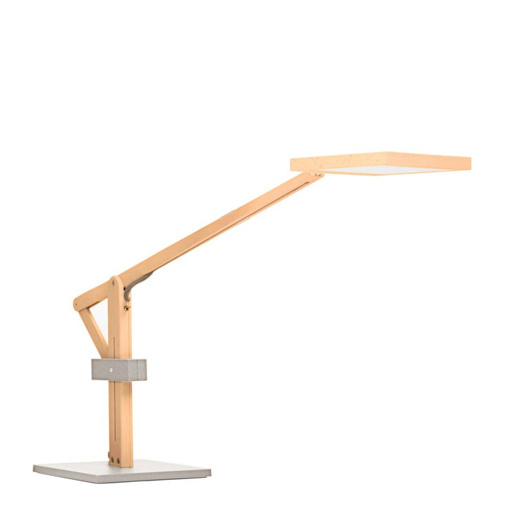 Leucos Leva Evo T LED Table Light in Beech and Aluminum Gray by Massimo ...