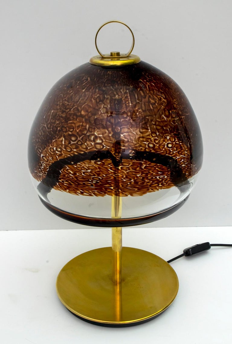Leucos Mid-Century Modern Italian Murano Glass and Brass Table Lamp ...