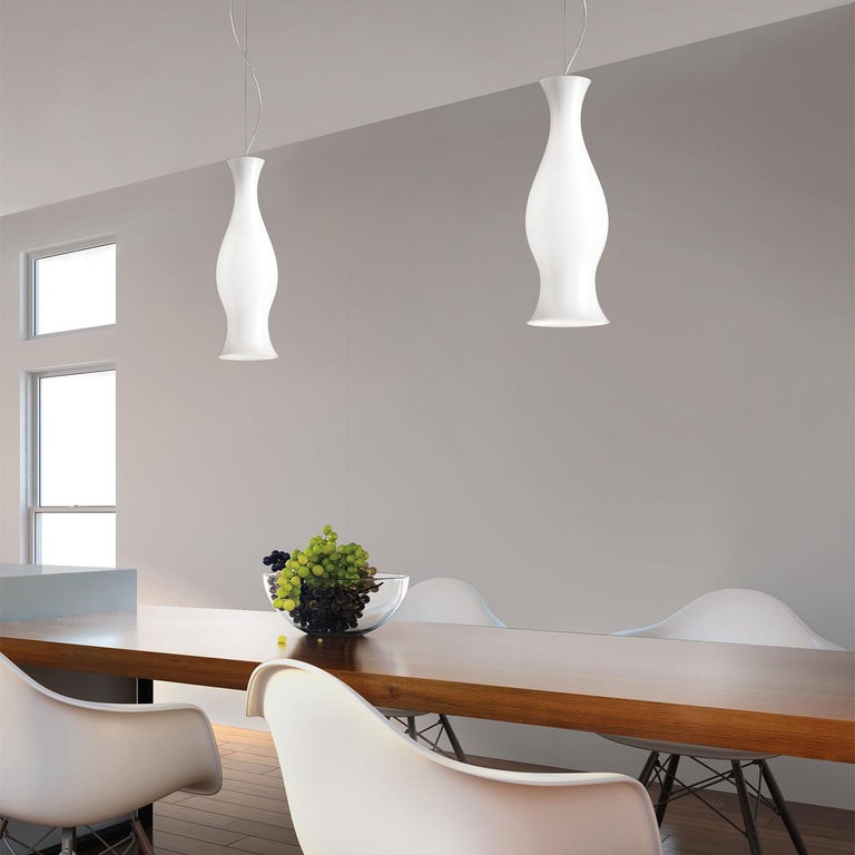 Leucos Spring S Pendant Light in Glossy White and Chrome by Eva Zeisel ...