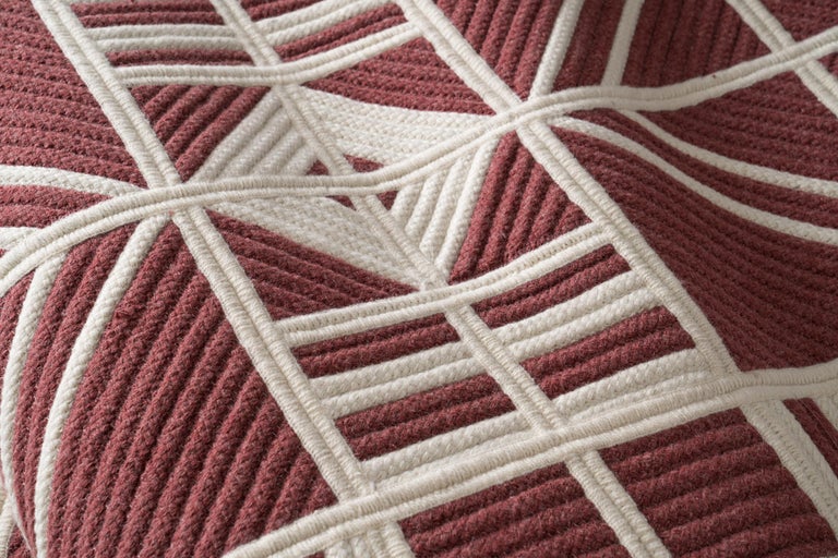 Level Wool Rug in Rust and Cream Custom Made in the USA For Sale at 1stDibs