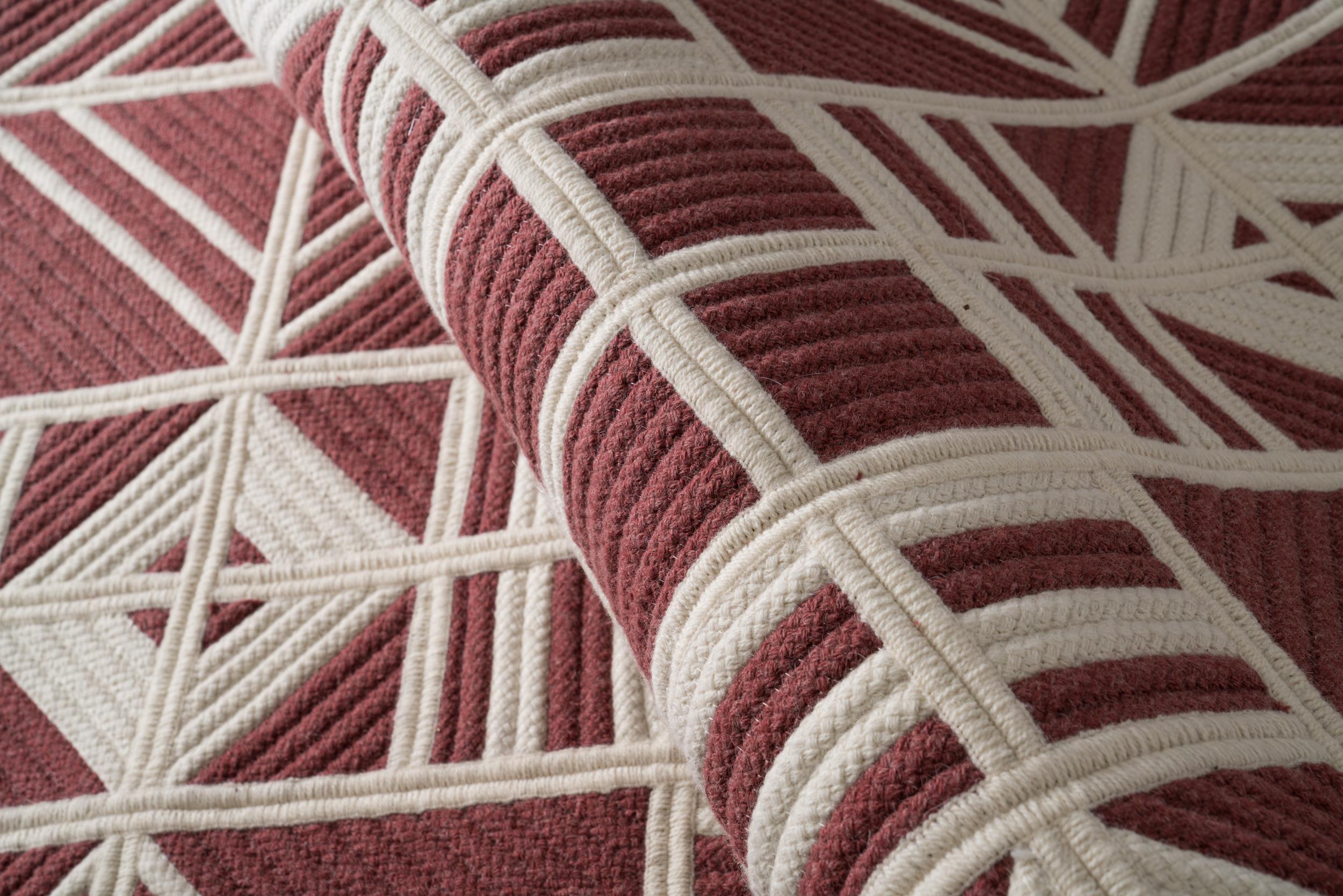 Level Wool Rug in Rust and Cream Custom Made in the USA For Sale at 1stDibs