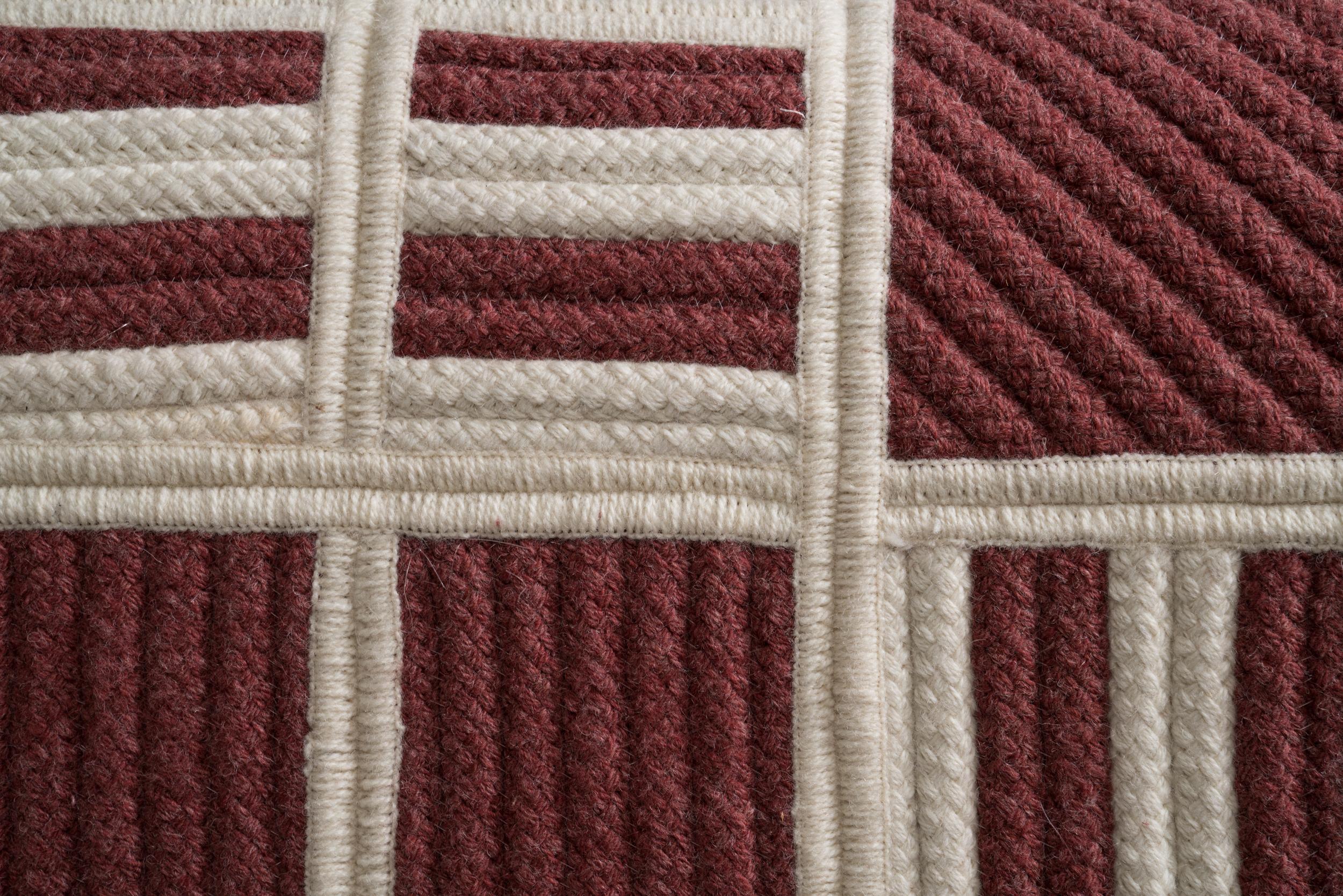 Level Wool Rug in Rust and Cream Custom Made in the USA For Sale at 1stDibs