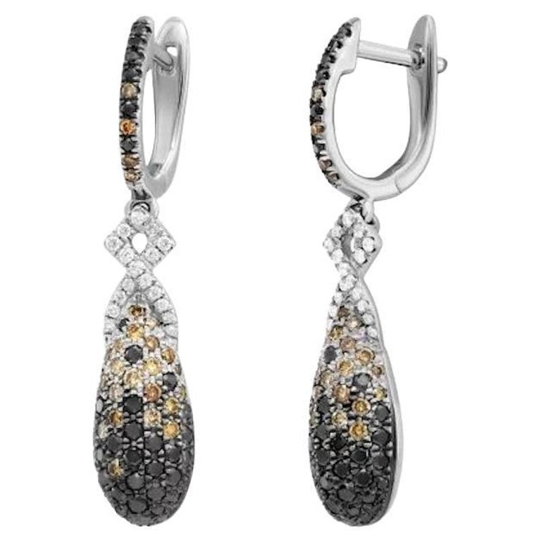 Lever-Back Diamond Black and Cognac White 14k Gold Earrings for Her For ...