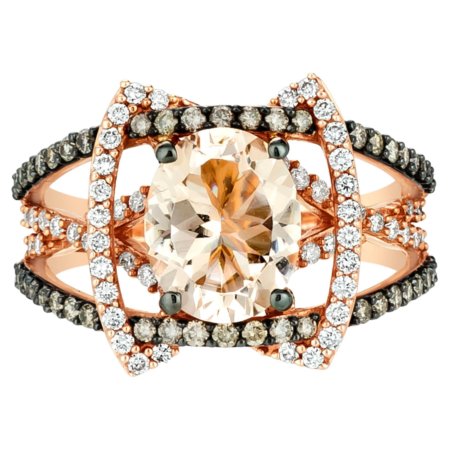 Levian 14K Rose Gold Morganite White Chocolate Diamond Engagement Ring ...