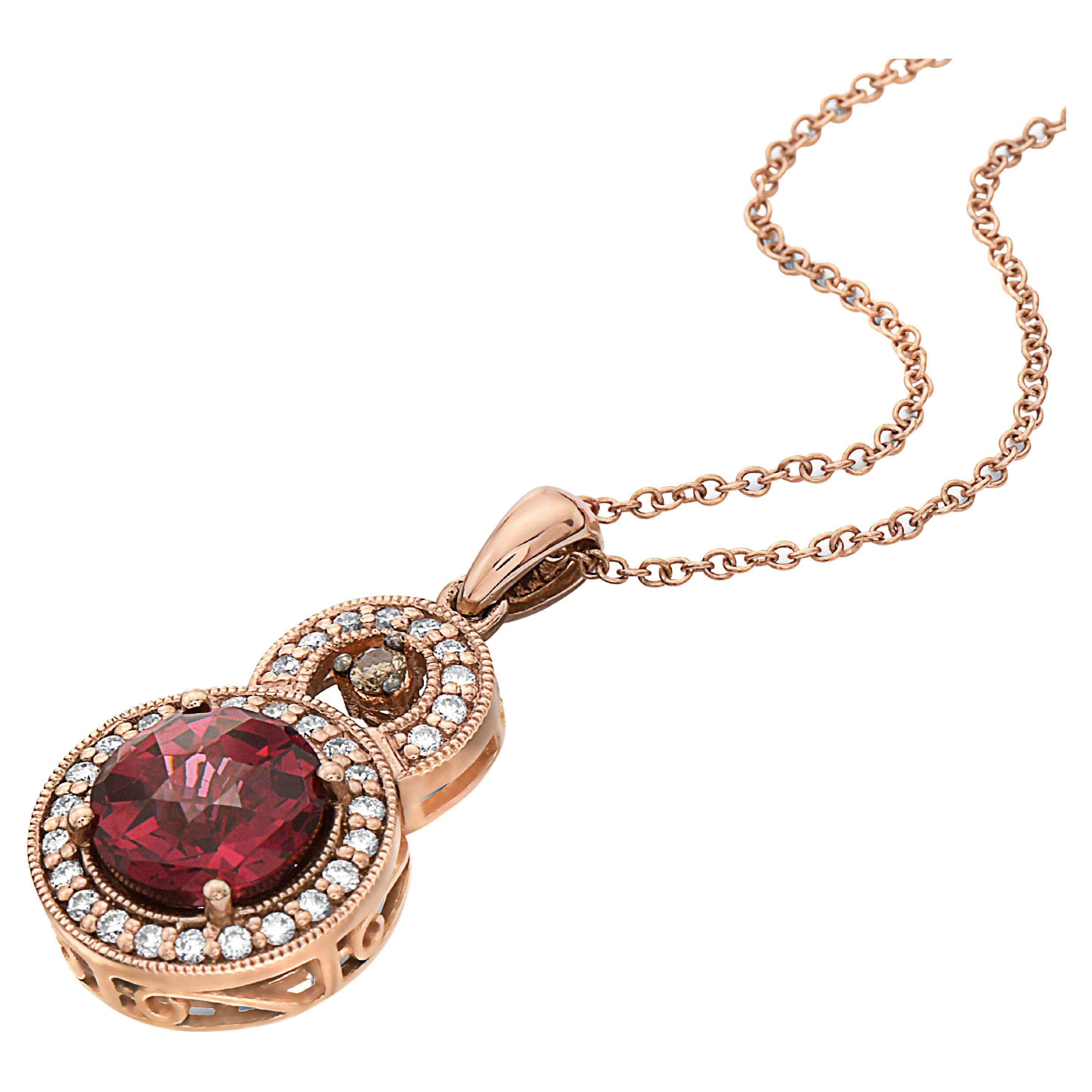 Levian 14K Rose Gold Red Rhodolite Garnet White Chocolate Diamond ...
