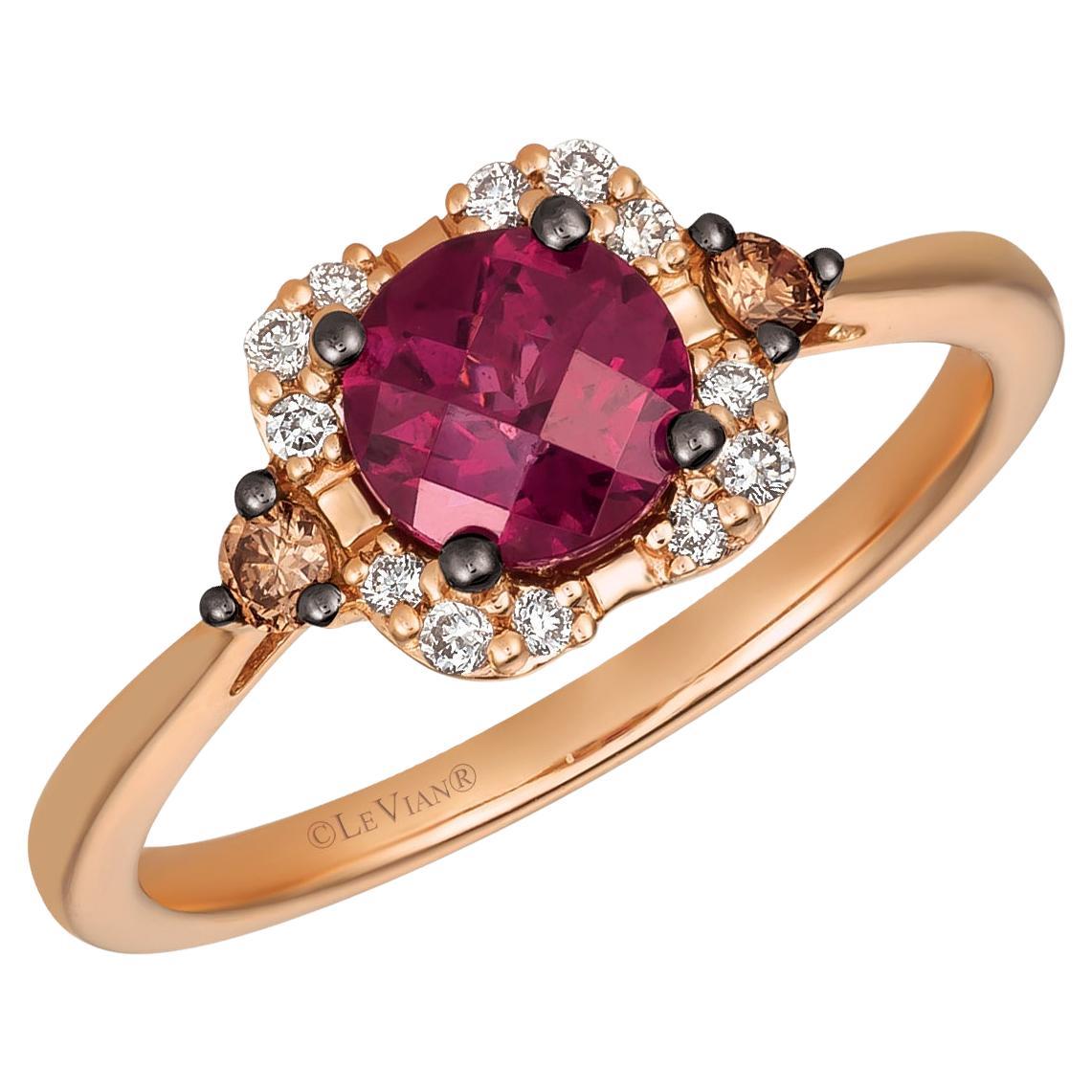 Levian 14K Rose Gold Rhodolite Garnet Chocolate Diamond Rin For Sale at ...