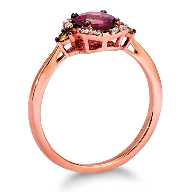 Le Vian 14K Rose Gold Rhodolite Garnet White / Chocolate Diamond Ring ...