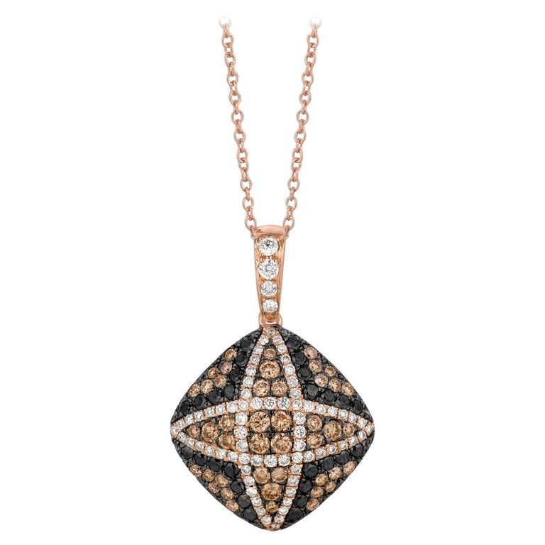 LeVian 14K Rose Gold Round Black Chocolate Brown Diamond Classy Pendant ...